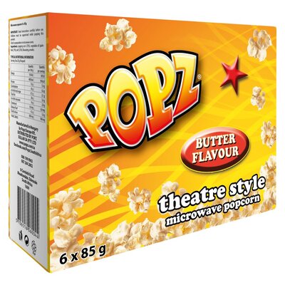 Popz! Butter Flavoured Microwave Popcorn 6 x 85g | PnP