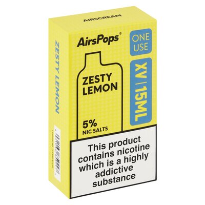 Airspops One Use 5% Nic Salt Zesty Lemon Vape 15ml | PnP