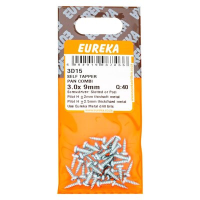 Eureka Self Tapper Pan Combi 3.0 x 9mm 40 Pack | PnP