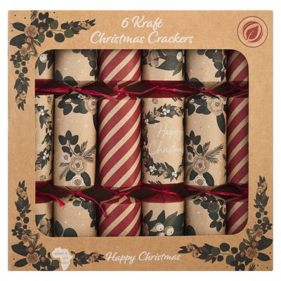 Holly & Ivy Kraft Christmas Crackers 6 Pack | PnP