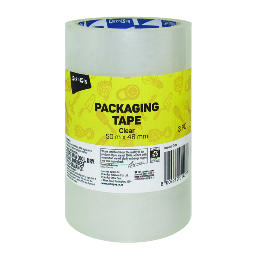 PnP Packaging Tape 48mmx50m Clear Shrunk 3 Pack | PnP