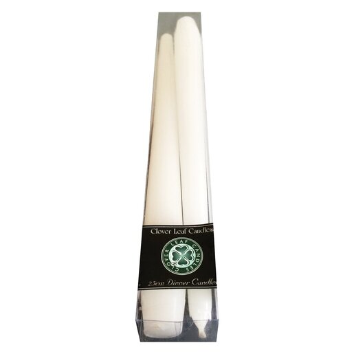 Clover Leaf White Dinner Candles 2 | PnP
