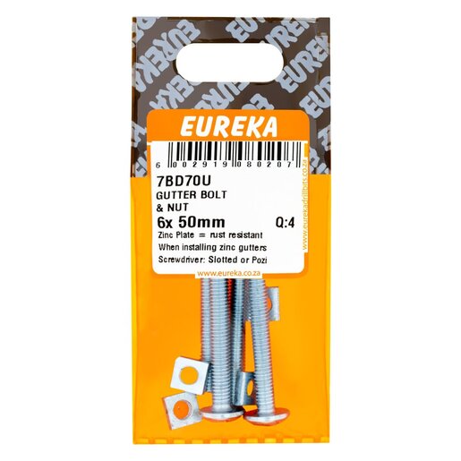 Eureka Gutter Bolt & Nut 6 x 50mm 4 Pack | PnP