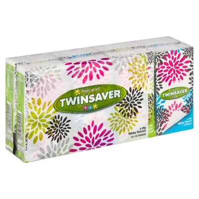 Twinsaver Facial Tissues 3 Ply Pocket Pack x 8 | PnP