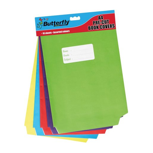 Butterfly A4 Book Covers Bright 10 Pack | PnP