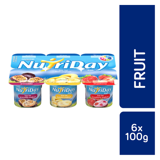 Danone Nutriday Low Fat Strawberry, Banana & Granadilla Fruit Yoghurt 6 ...