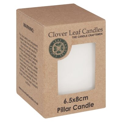 Clover Leaf Sq Candle 6x6x8cm Wht 1ea | PnP