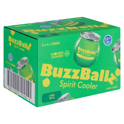 Buzz Ballz Lime 'Rita Flavoured Ready To Drink Spirit Cooler 12 x 200ml ...