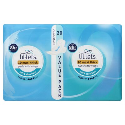 Lil-lets Unscented Maxi Thick Pads with Wings Regular 20s | Smart Price ...