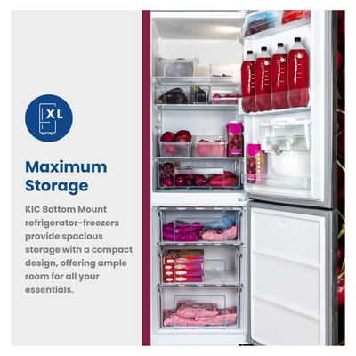 KIC 276L Grey Bottom Freezer Fridge With Water Dispenser KBF631/2GR ...