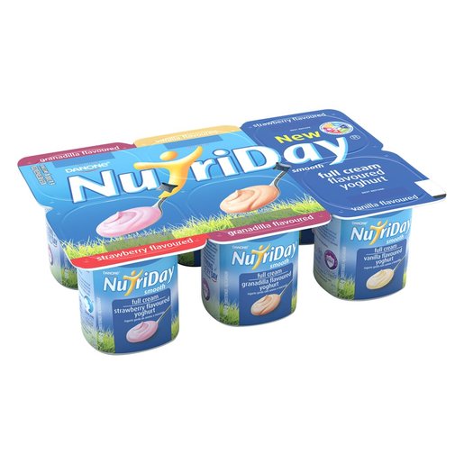 Danone Nutriday Full Cream Smooth Vanilla & Granadilla Yoghurt 6 Pack | PnP