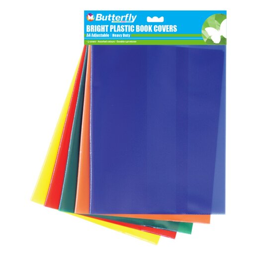 Butterfly Assorted A4 Adjustable Book Covers 5 Pack | PnP