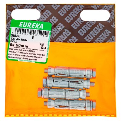 Eureka Expansion Bolt 6 x 50mm 4 Pack | PnP