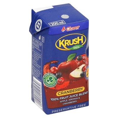Clover Krush Uht Fruit Juice Cranberry 100% 200ml | PnP