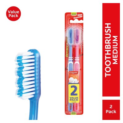 Colgate Double Action Medium Toothbrush 2 Pack | PnP