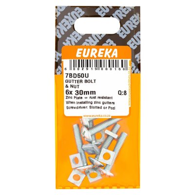 Eureka Gutter Bolt & Nut 6 x 30mm 8 Pack | PnP