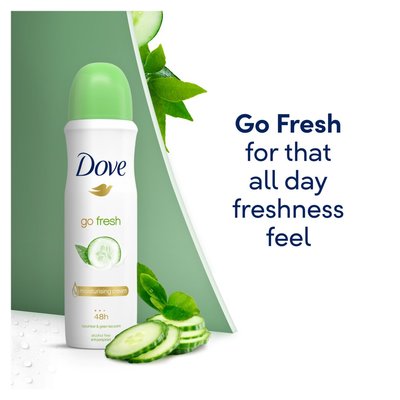 Dove Go Fresh Cucumber & Green Tea Antiperspirant Deodorant Body Spray ...