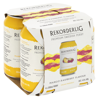 Rekorderlig Mango-Raspberry Flavour Premium Swedish Perry Can 4 x 330ml ...