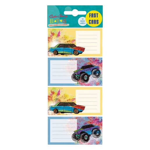Creative Book Labels Fast Cars 16 Pack | PnP