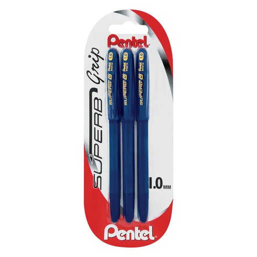 Pentel Superb Ball Pen Blue 2 Pack + 1 Free | PnP