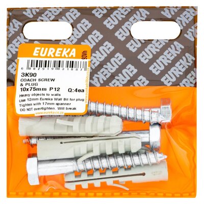 Eureka Coach Screw & Plug 10 x 75mm P12 4 Pack | Smart Price Specials ...