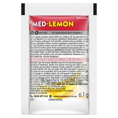 Med-Lemon Original Flavour Colds & Flu Hot Medication 8 Pack | PnP