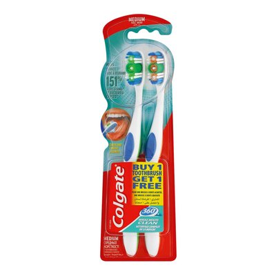 Colgate 360 Clean Medium Toothbrush 2 Pack | PnP