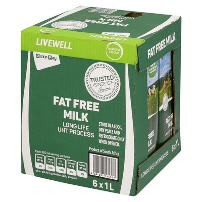 PnP Live Well UHT Fat Free Milk 6 x 1L | Smart Price Specials | PnP Home