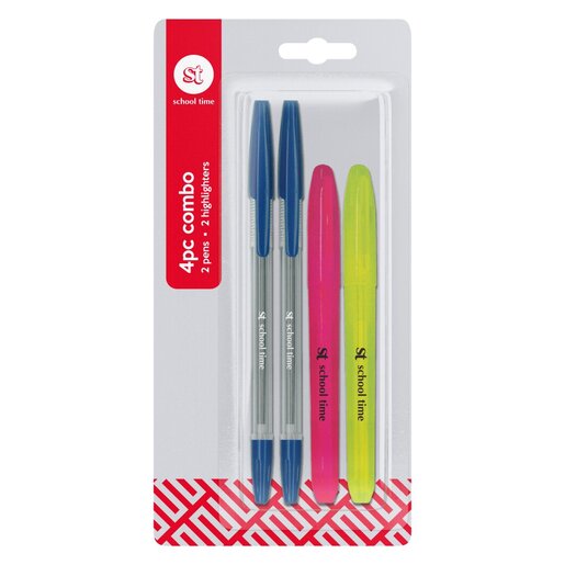 School Time Combo 2 Pen & 2 Highlighters | PnP