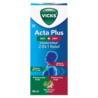 Vicks Actaplus Cough Syrup Wet + Dry 200ml | PnP