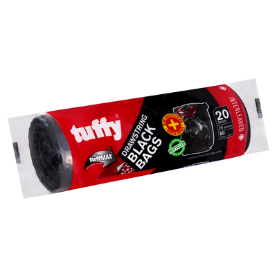 Tuffy Black Refuse Bag With Drawstring 750mm x 900mm 20 Pack | PnP