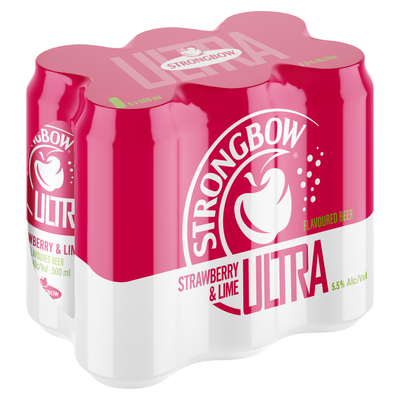 Strongbow Ultra Strawberry & Lime Flavoured Beer 6 x 500ml | PnP