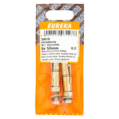 Eureka Expansion Bolt 6 x 50mm 2 Pack | PnP