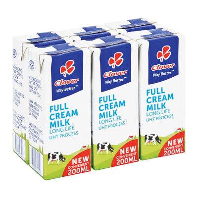 Clover Full Cream Uht Milk 6 x 200ml | PnP