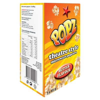 Popz Microwave Popcorn Butter 85g 3 Pack | PnP
