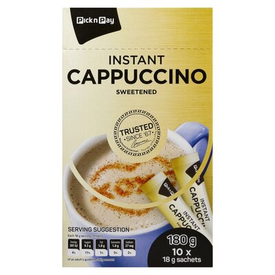 PnP Instant Sweetened Cappuccino Sachets 10 x 18g | PnP