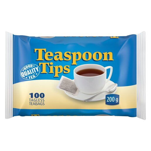 Teaspoon Tips Tagless Teabags in Pouch 100 Pack | PnP
