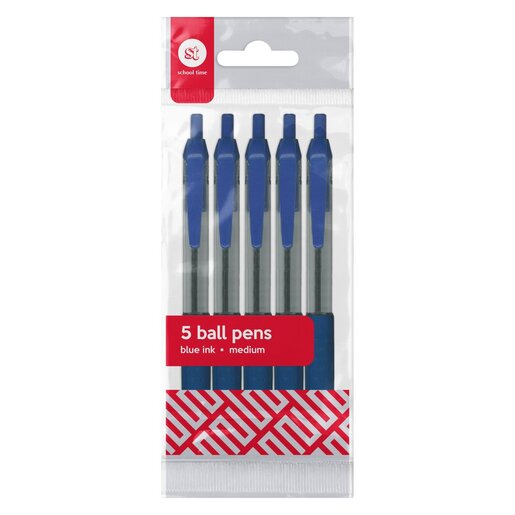 School Time Ball Pens Blue Ink Retro 5 Pack | Smart Price Specials ...
