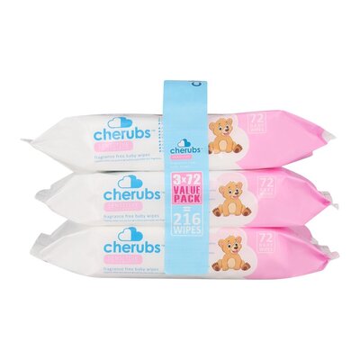 Cherubs Baby Wet Wipes Sensitive 3 x 72 Wipes | Smart Price Specials ...