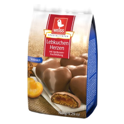 Weiss Whole Milk Gingerbread Hearts Filled With Apricot 150g | PnP