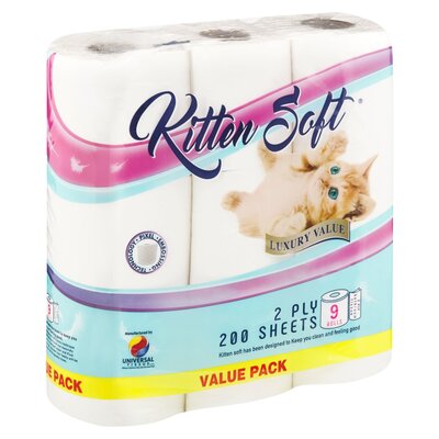 Kitten Soft 2-ply Value Pack 200 Sheets Toilet Paper 9 Pack | PnP