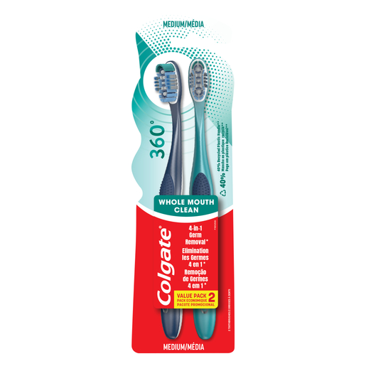 Colgate 360 Clean Medium Toothbrush 2 Pack | PnP