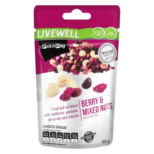 PnP Live Well Fruit Snack Berry & Mixed Nuts 50g | Smart Price Specials ...