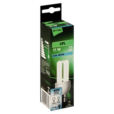 PnP 11w Bayonet Cap Cool White CFL Clip In Light Bulb | PnP