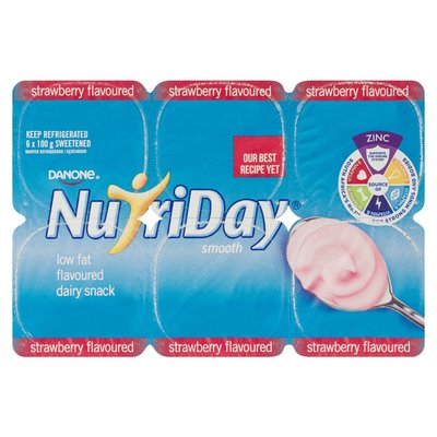 Danone Nutriday Low Fat Smooth Strawberry Dairy Snack 6 x 100g | Smart ...
