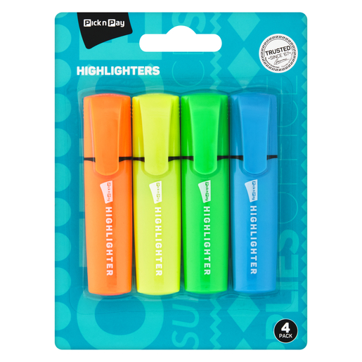 PnP Highlighters Flat Barrel 4 Pack | PnP
