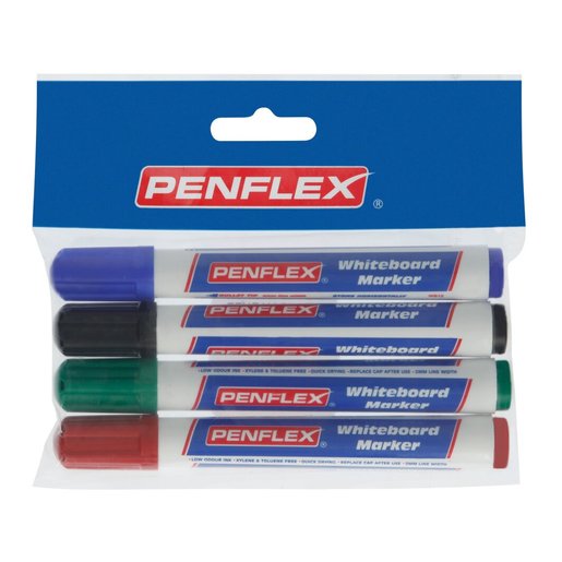 Penflex Whiteboard Marker Assorted 4 Pack | PnP