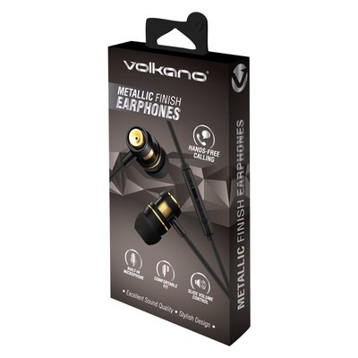 Volkano Earphones Wired With Mic Alloy Series Gold | PnP