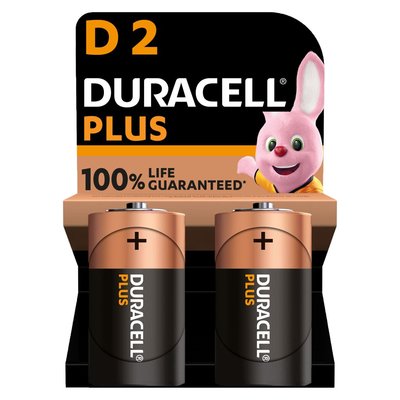 Duracell Plus D Batteries 2 Pack | PnP