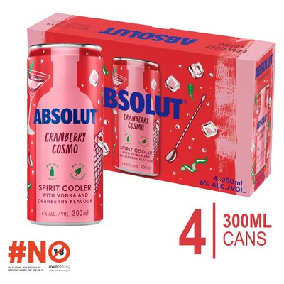 Absolut Cranberry Cosmo Spirit Cooler 4 x 300ml | Smart Price Specials ...